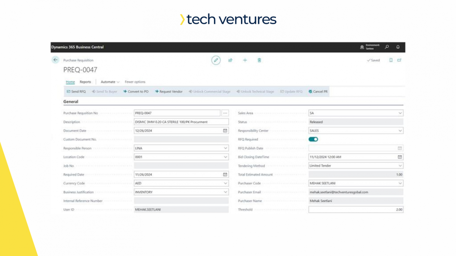 Vendor / Supplier Portal | Tech Ventures